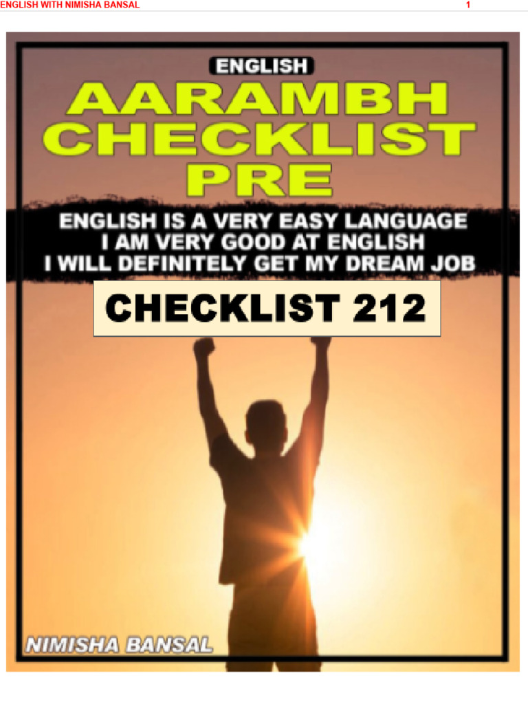 English Pre Aarambh Checklist - 212 (9th July 2025) . | PDF | Economies | Natural Environment