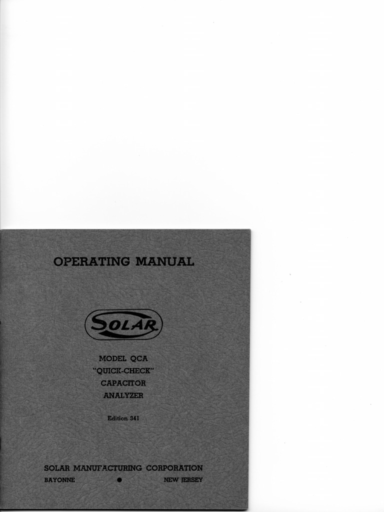 Solar QCA Capacitor Analyzer Manual | PDF