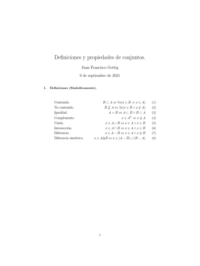 Propiedades y Definiciones de Conjuntos | PDF | Lógica matemática | Matemáticas