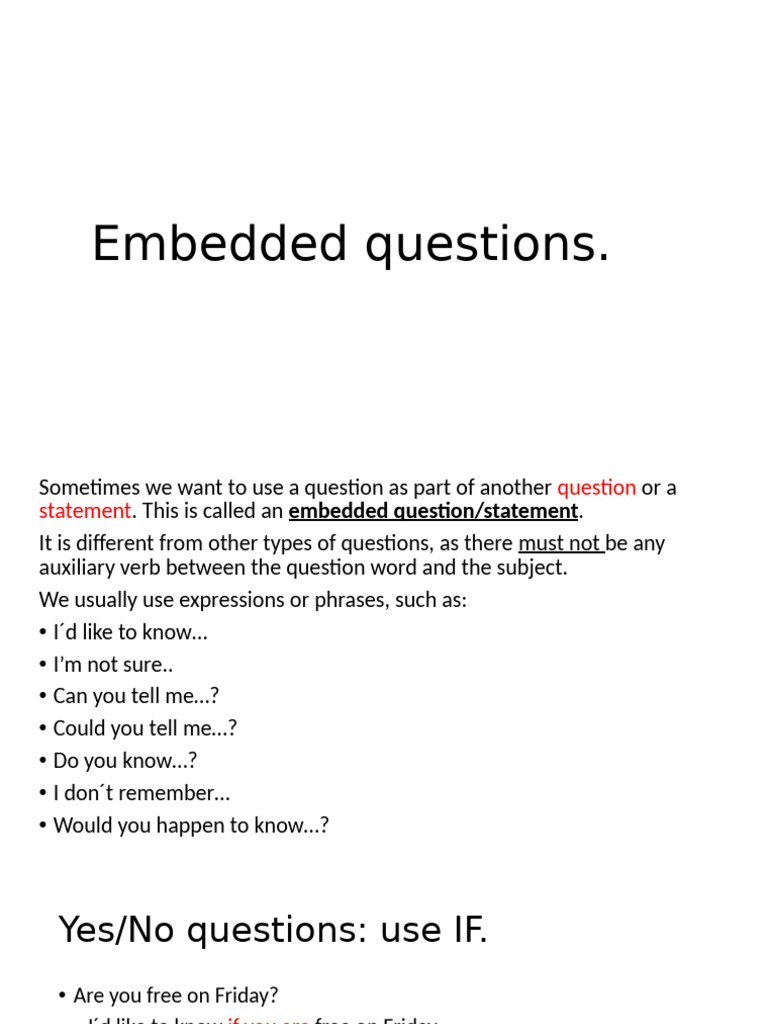 Embedded Questions | PDF