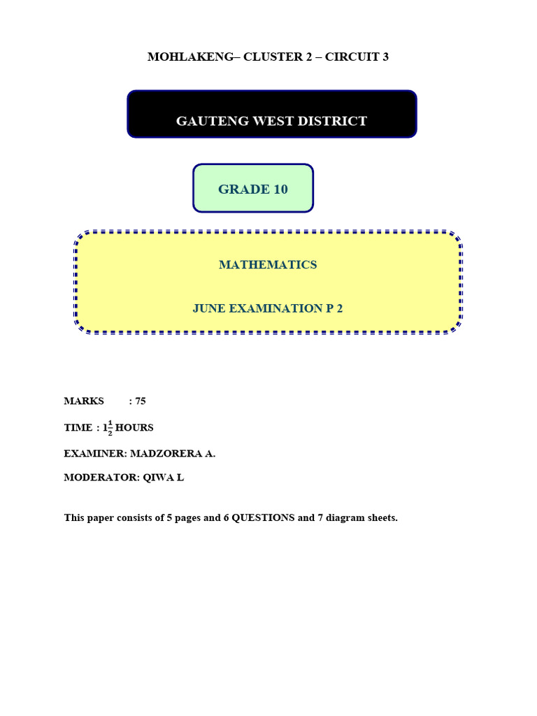 June Exam G10-2025-Paper 2 (Final) | PDF | Elementary Geometry | Euclidean Geometry
