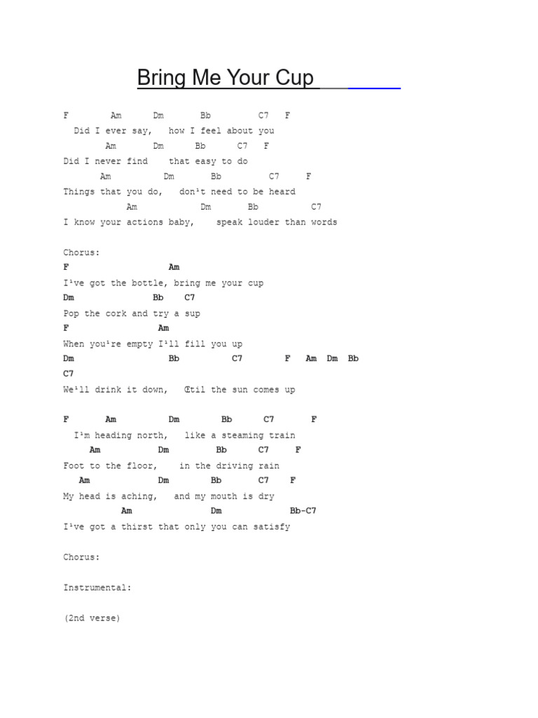 Bring Me Your Cup by UB40 | PDF