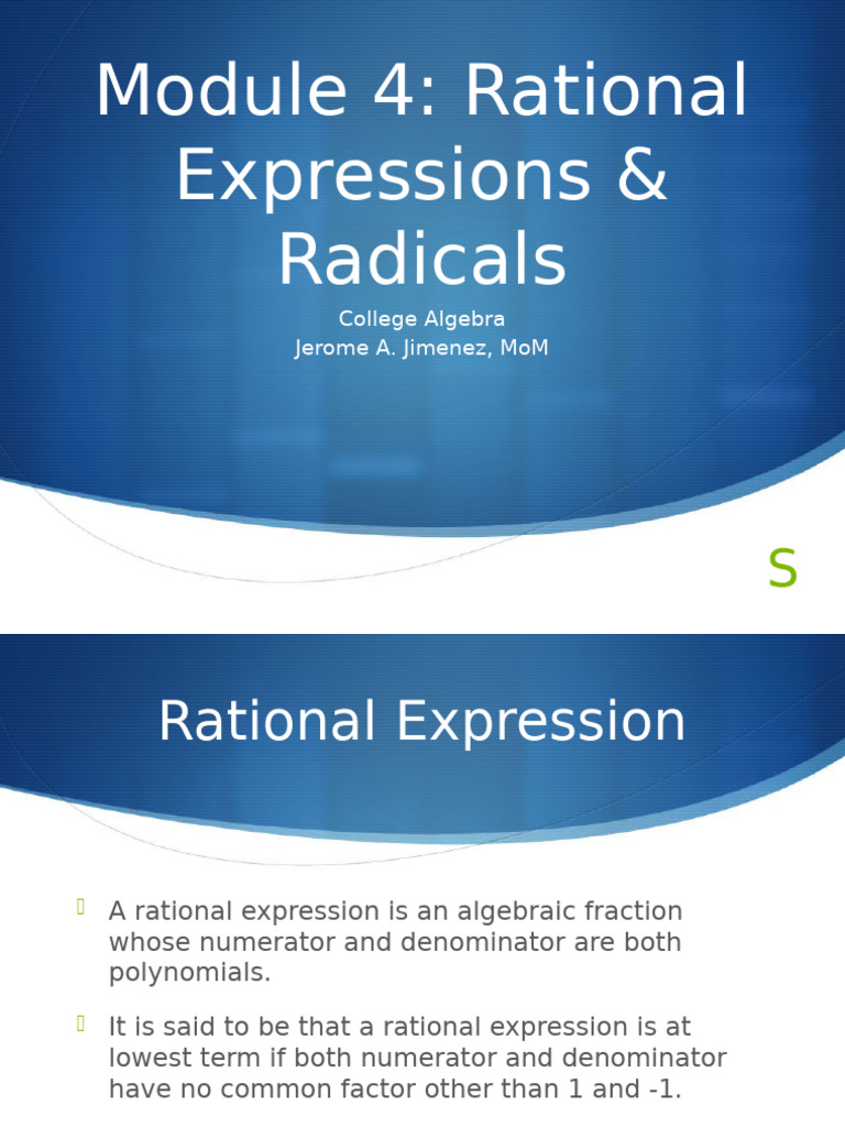 College Algebra Module 4 | PDF | Rational Number | Numbers