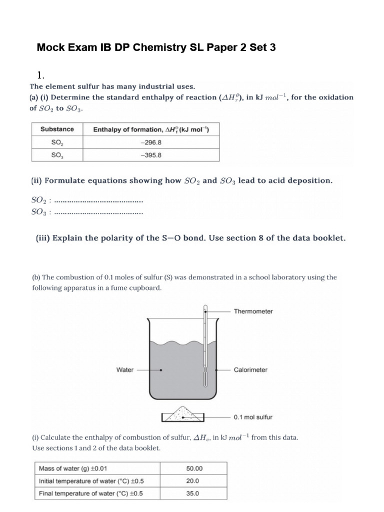 2025 Chemistry MOK Set3 SL Paper2 | PDF