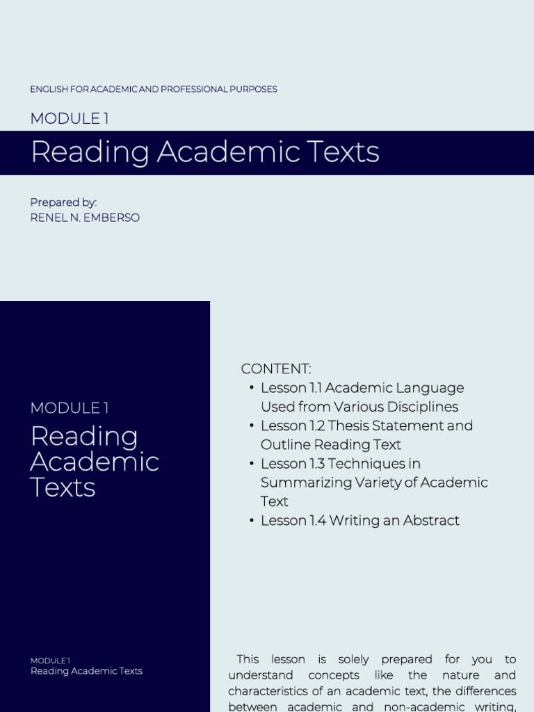 Reading Academic Texts | PDF | Vocabulary | Thesis