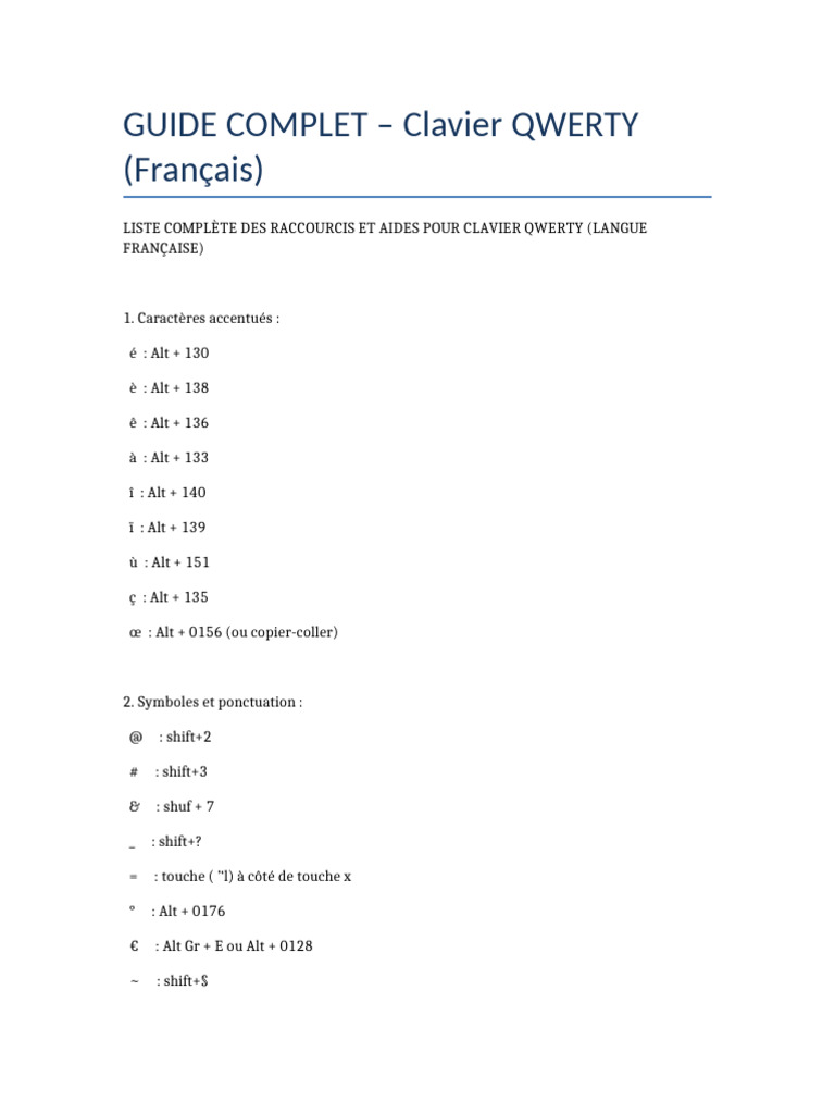 Guide Complet Clavier QWERTY FR | PDF
