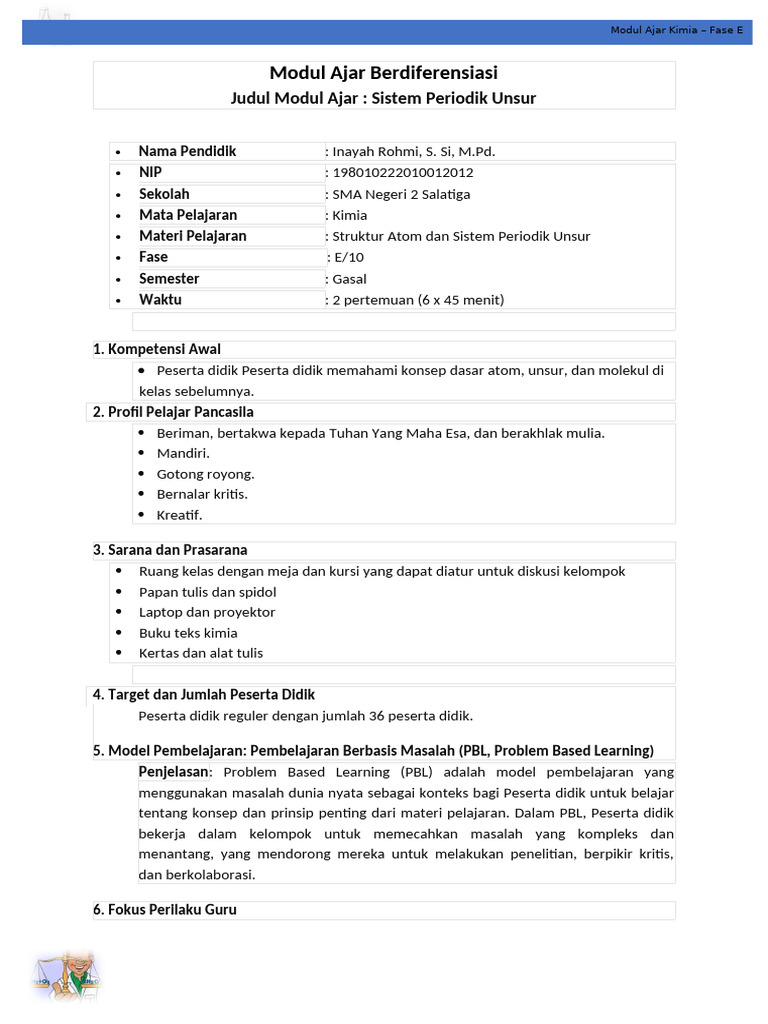 4 Modul Ajar Kimia SPU | PDF