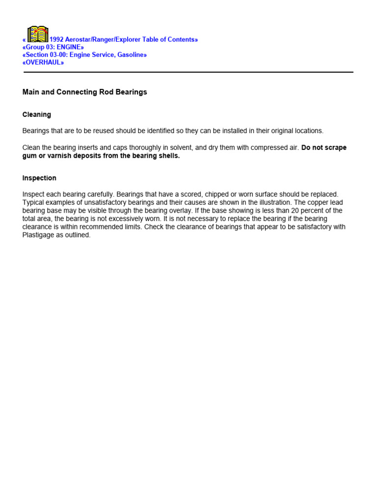 Engine Overhaul: Bearing Inspection Guide | PDF