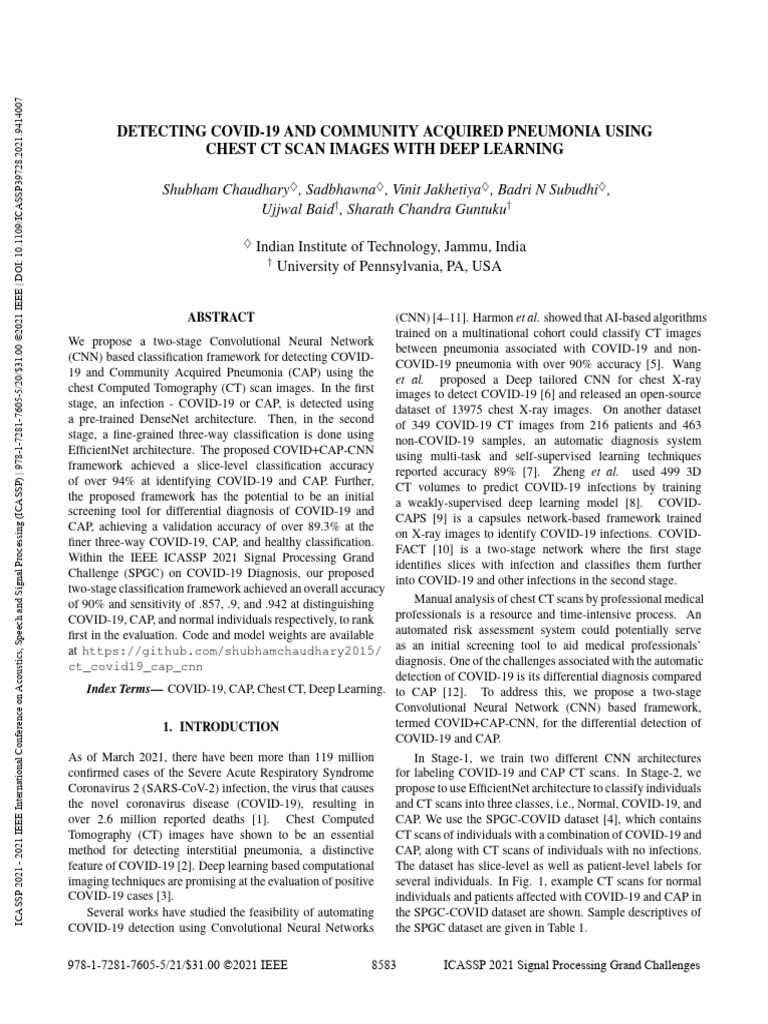 Detecting Covid-19 and Community Acquired Pneumonia Using Chest CT Scan ...