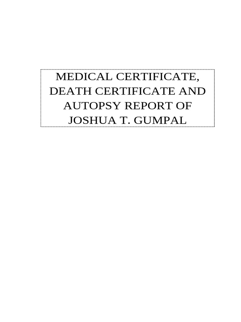 D-4 - Medical Certificate, Death Certificate and Autopsy Report | PDF ...