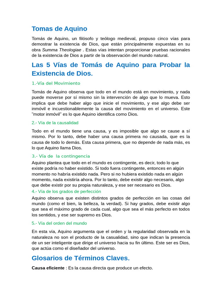Las Cinco Vias de Tomas de Aquino | PDF | Tomás de Aquino | Metafísica