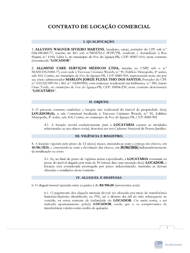 CONTRATOS - ALLYSON WAGNER SIVIERO MARTINS - Docx Correto | PDF