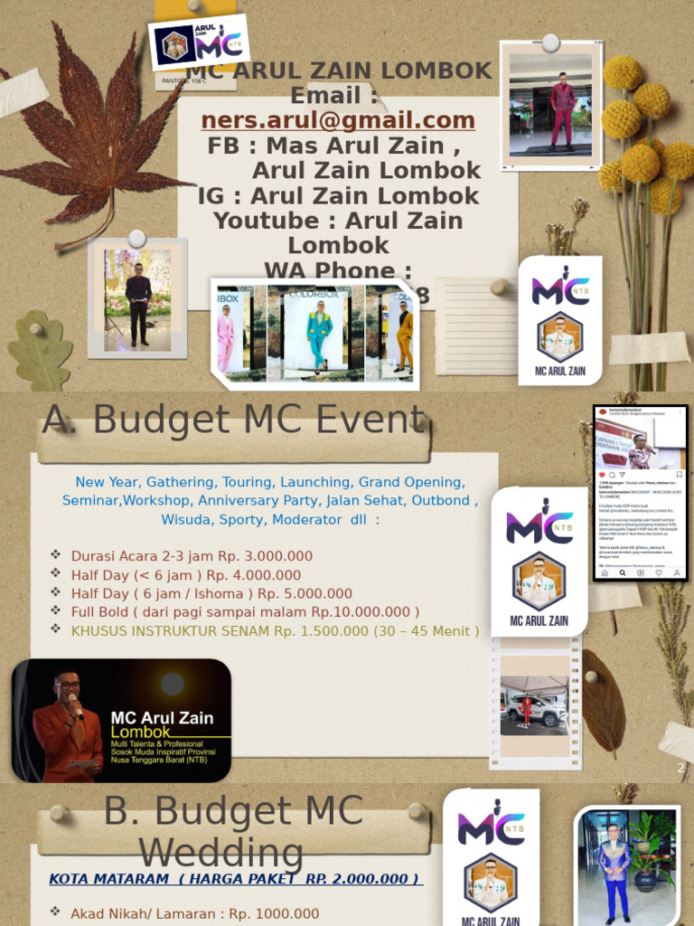 Price List Budgeting MC Arul Zain Lombok - 2024 | PDF