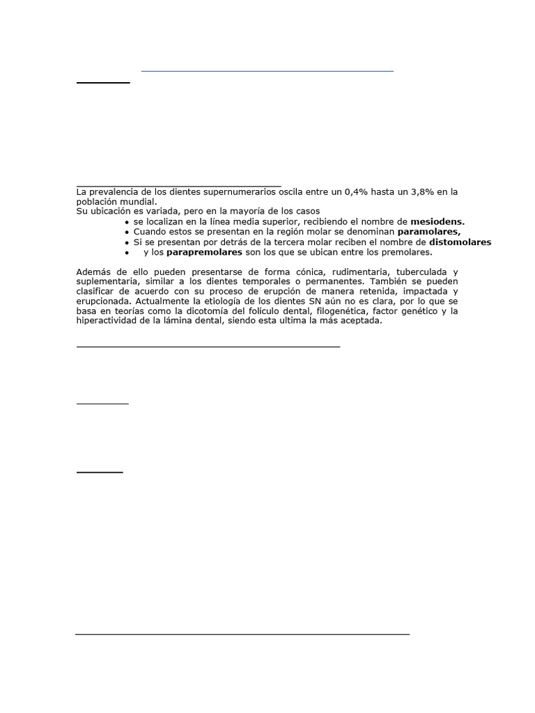 Dientes Supernumerarios: Tipos y Causas | PDF | Diente | Enfermedades y ...