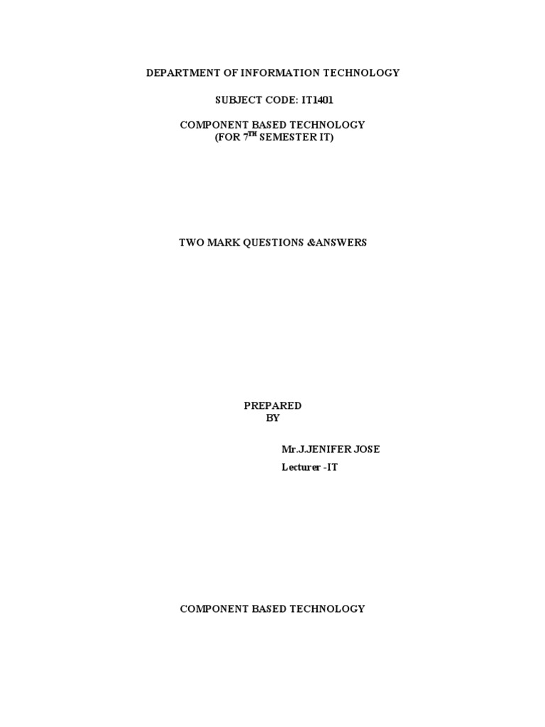 Iv It It1401 Cbt Pdf Common Object Request Broker Architecture Component Based Software