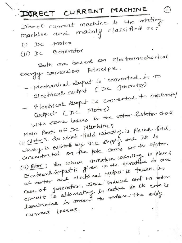 DC Machine Handwritten Notes | PDF | Electromagnetism | Electrical ...
