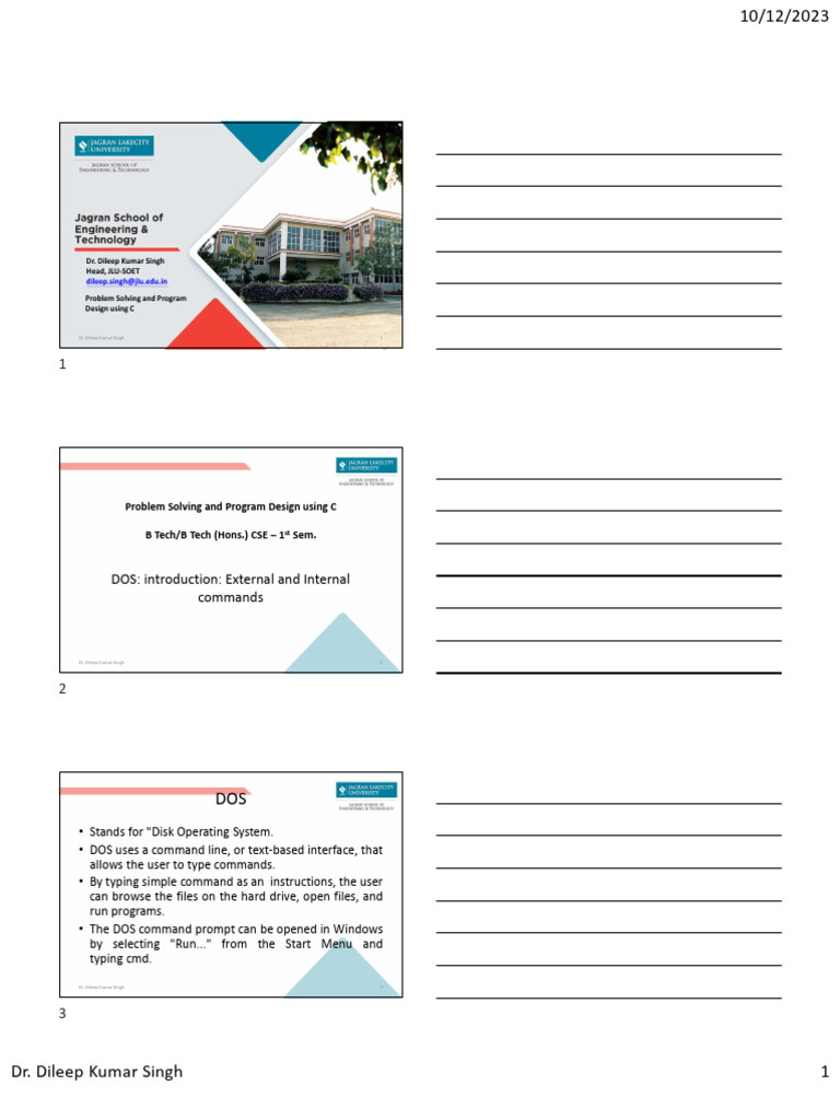 PSPC Unit I B DOS Commands | PDF | Computer File | Command Line Interface