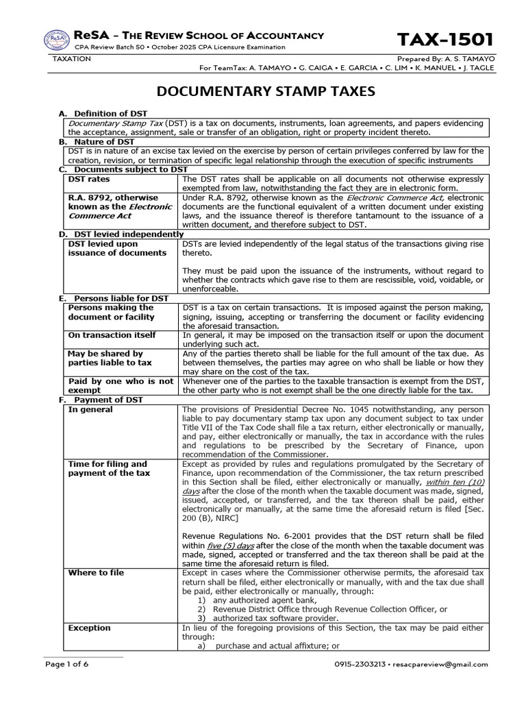 Understanding Documentary Stamp Tax (DST) | PDF | Banks | Negotiable ...