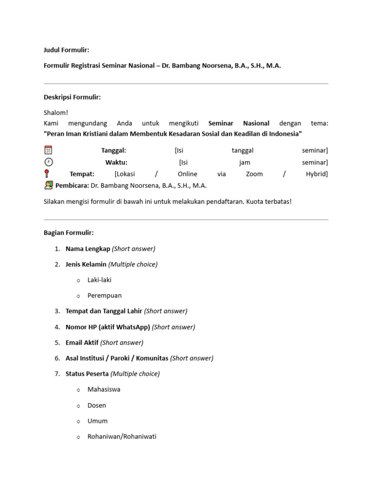 Format Formulir 1 | PDF
