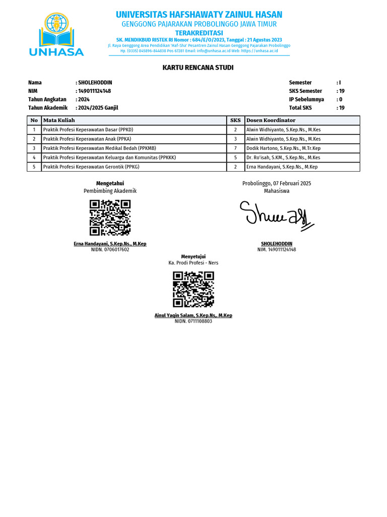 Kartu Rencana Studi | PDF