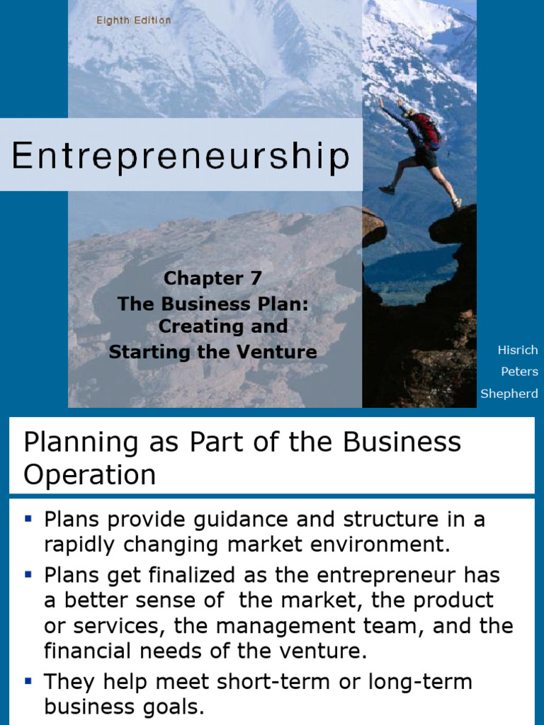 Chapter 7 - The Business Plan | PDF | Entrepreneurship | Risk