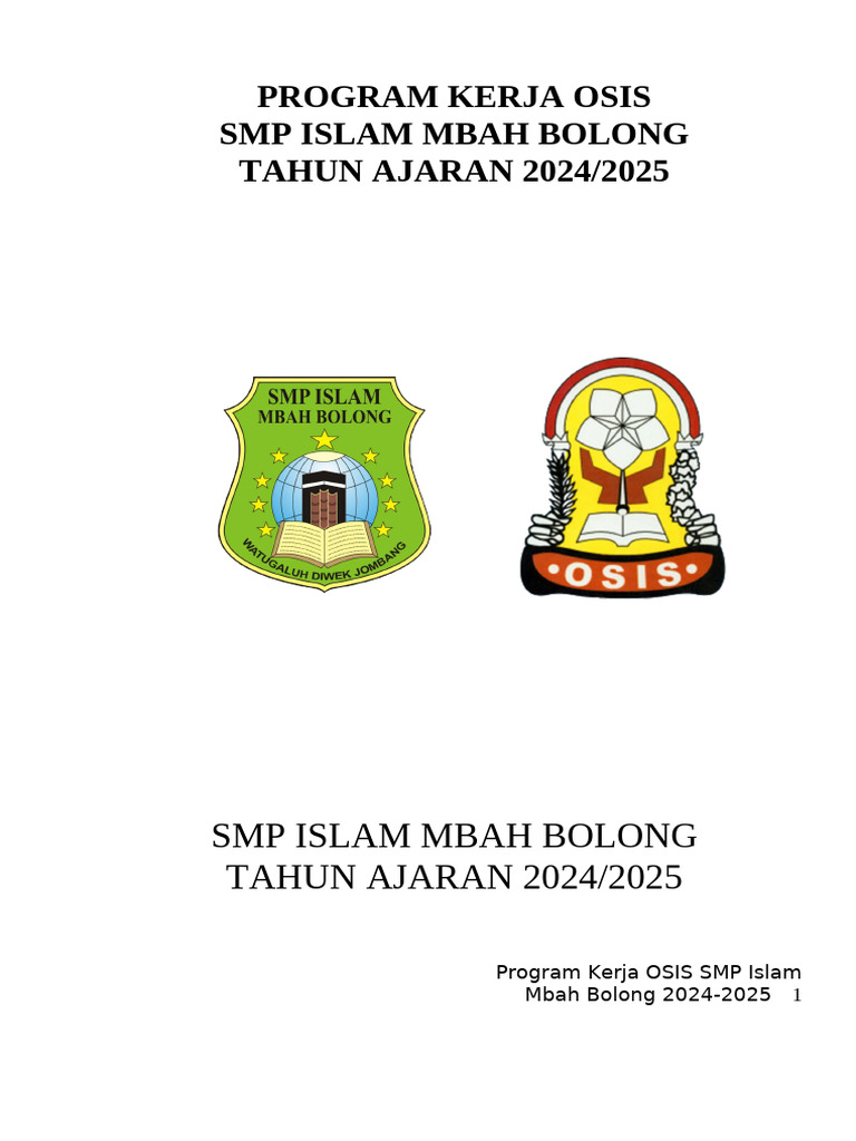 Program Kerja OSIS SMP Islam 2024/2025 | PDF