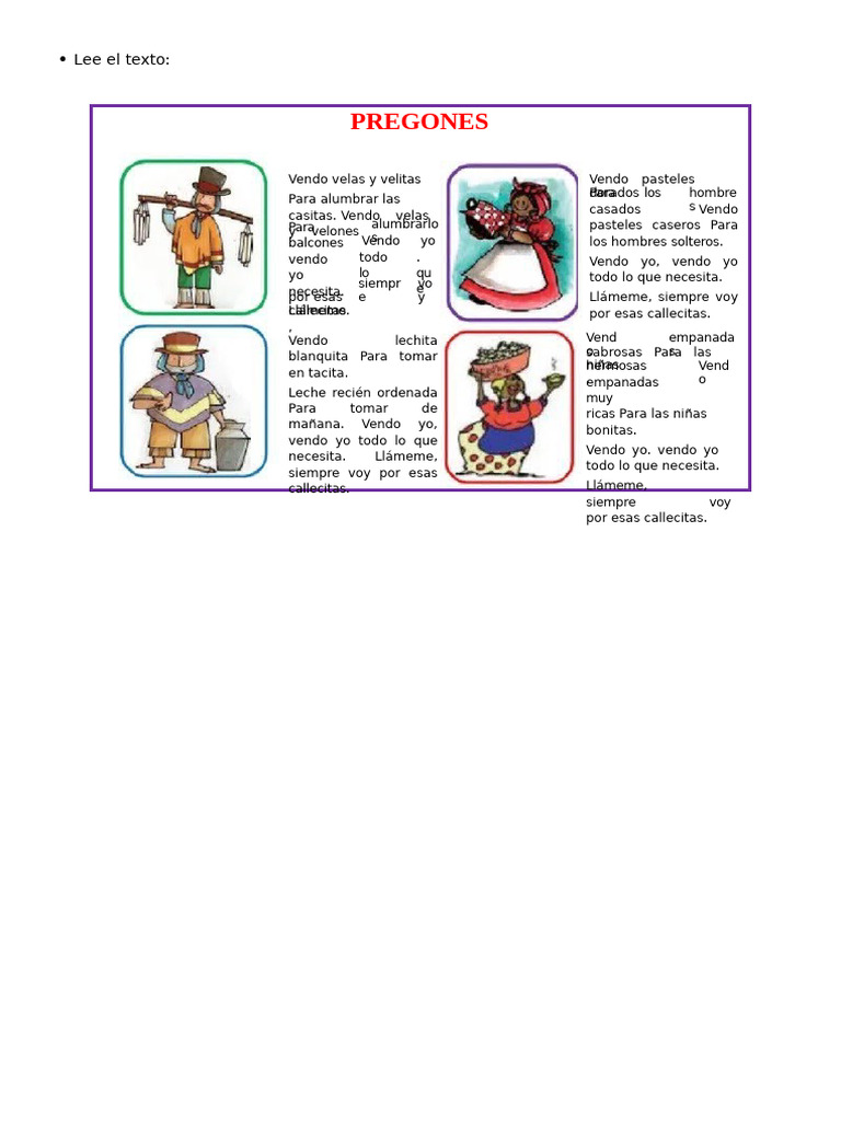 Pregones Actividad | PDF | Rima | Poesía