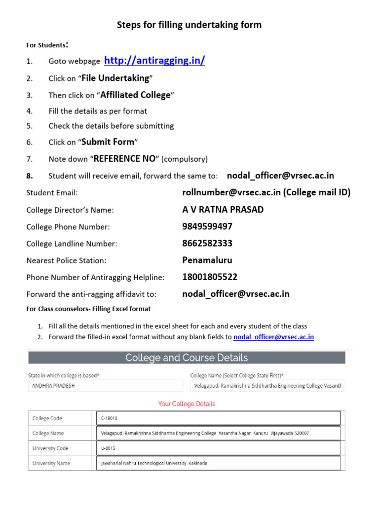 Steps - Antiragging Affidavit | PDF