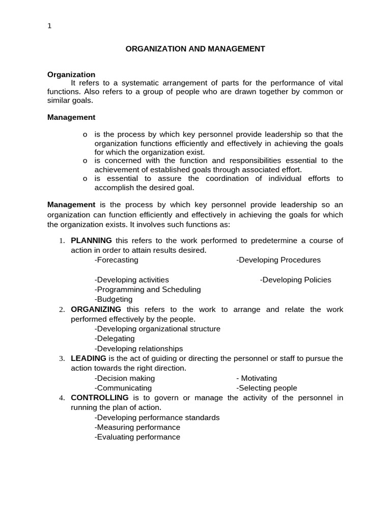 Organization and Management | PDF | Tournament | Leadership