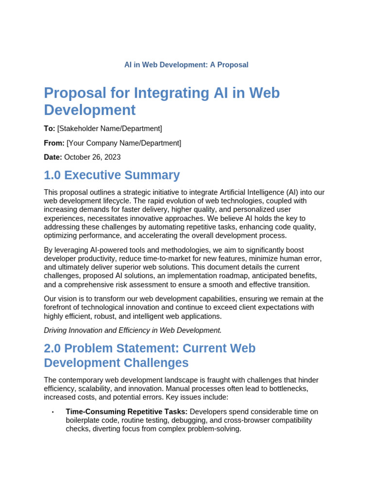 AI in Web Development Proposal | PDF | Artificial Intelligence ...