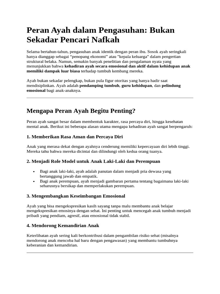 Pentingnya Peran Ayah dalam Pengasuhan | PDF