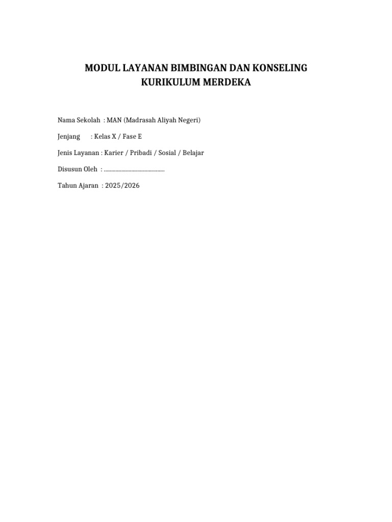 Template Modul Layanan BK Kurmer | PDF