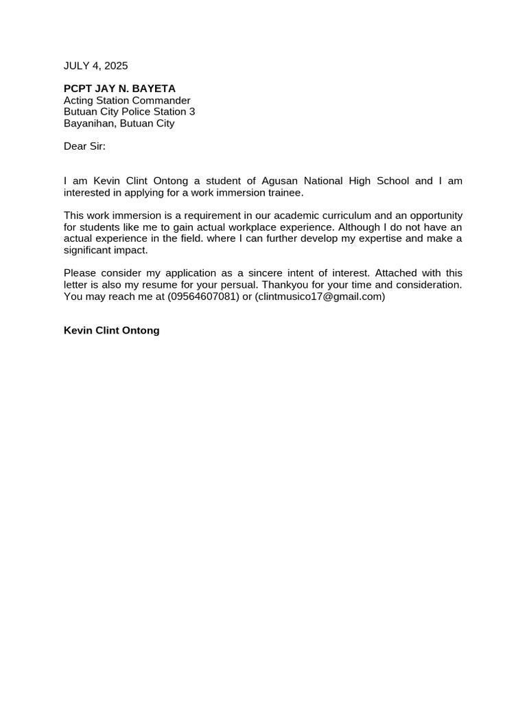 Sample Application Letter | PDF
