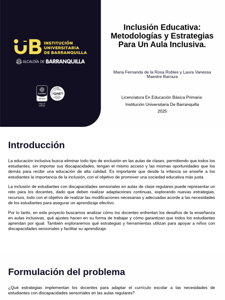 Proyecto Integrador III | PDF | Inclusión (Educación) | Enseñando