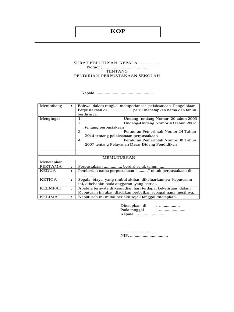 Contoh SK Pendirian | PDF