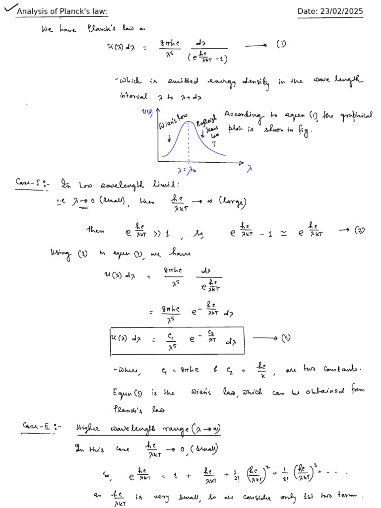 Analysis of Planck's Law - EE and ECE 2025 | PDF