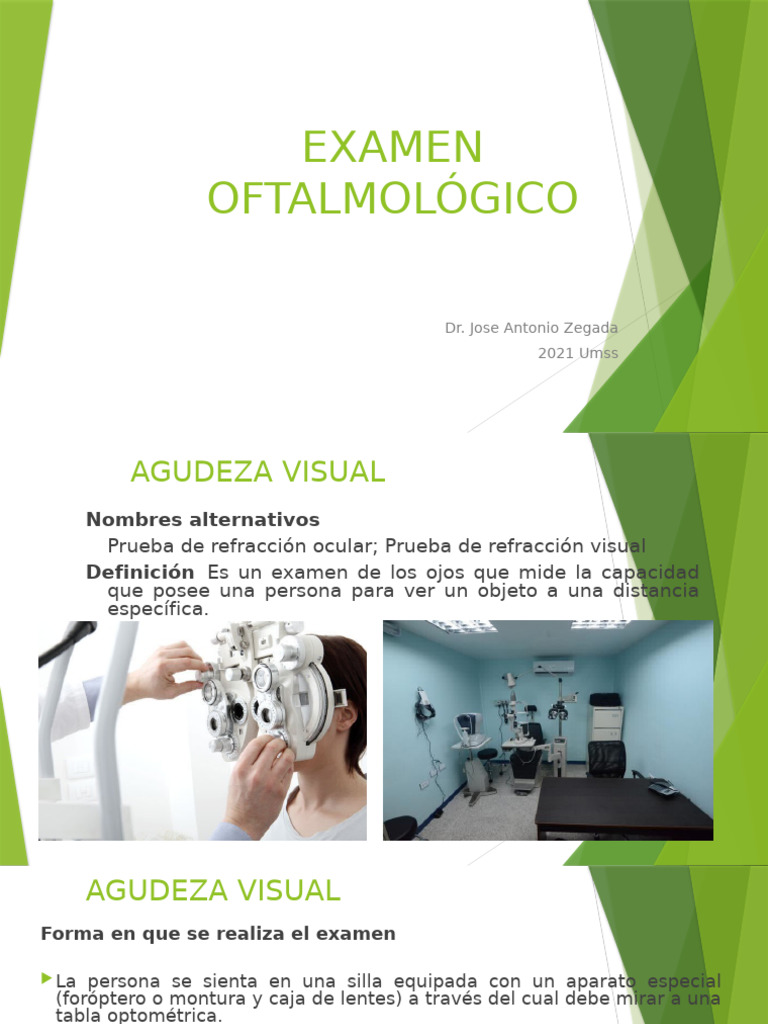 Examen Oftalmológico Completo | PDF | Ojo humano | Lentes