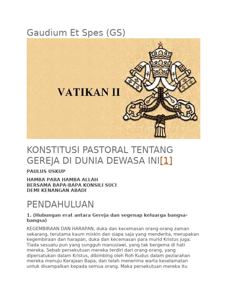 Gaudium Et Spes - Indonesia | PDF
