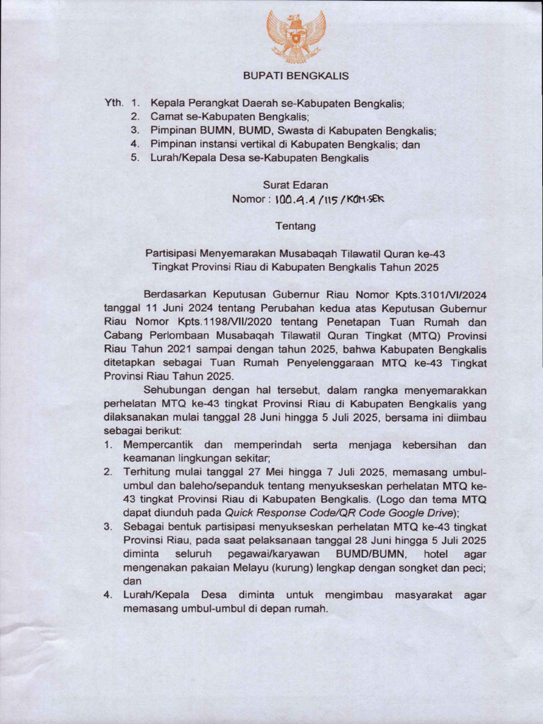 Surat Edaran Bupati | PDF