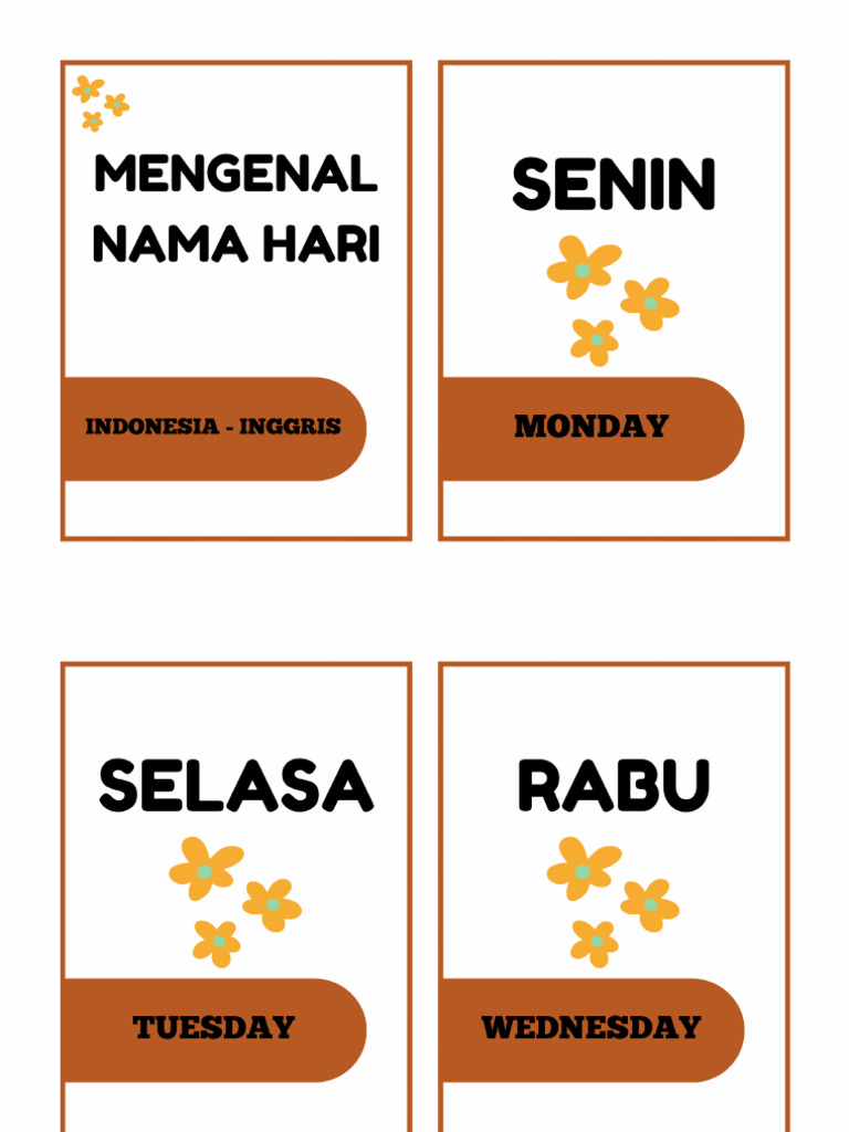 Kartu Baca Ilustrasi Bunga Nama Hari - 20250629 - 083317 - 0000 | PDF