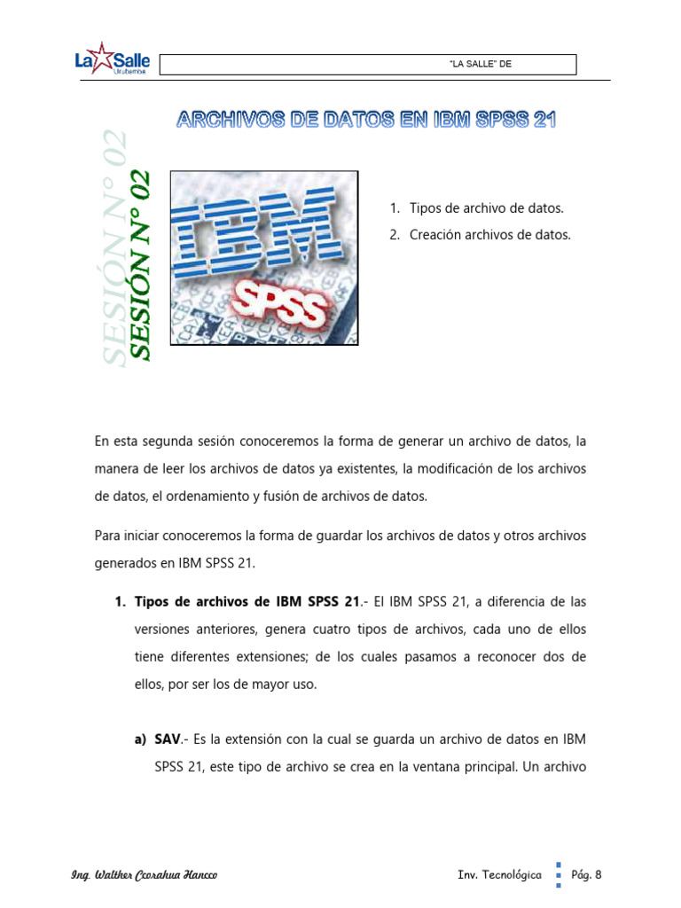 Sesión #02 - SPSS v21 | PDF | Spss | Informática