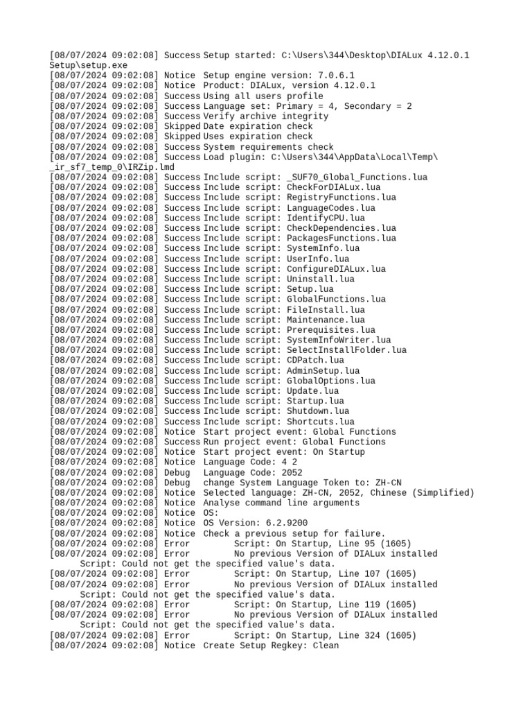 DIALux Setup Log | PDF | Computer File | Zip (File Format)