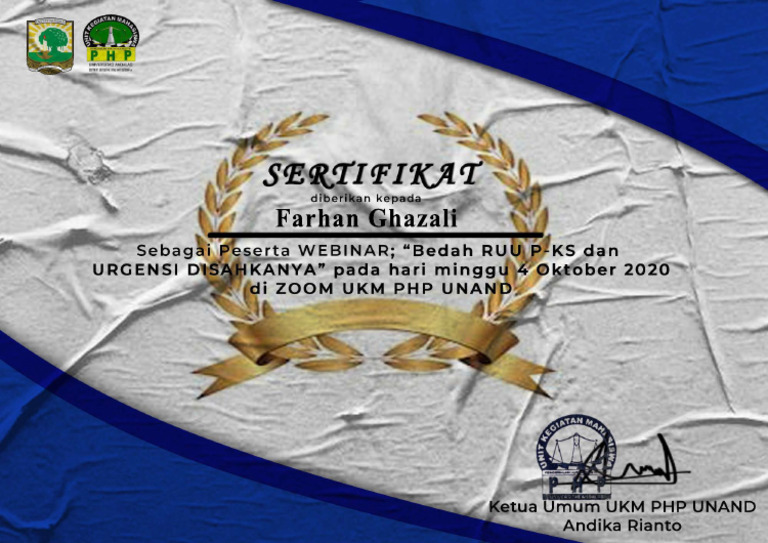 Farhan Ghazali Sertifikat Webinar Ukm PHP - Compressed | PDF