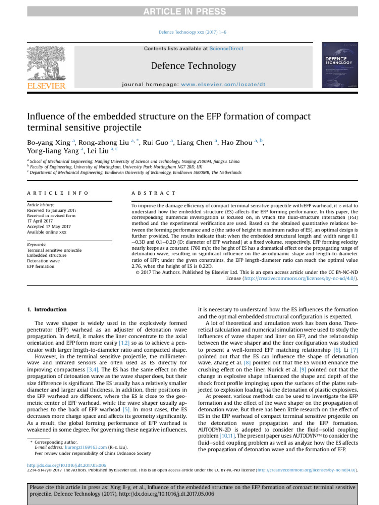 Influence of The Embedded Structure On The EFP Formation of Compact ...