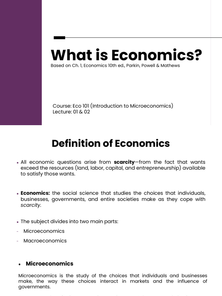 Eco101 - CH 01 - What Is Economics | PDF | Factors Of Production | Labour Economics