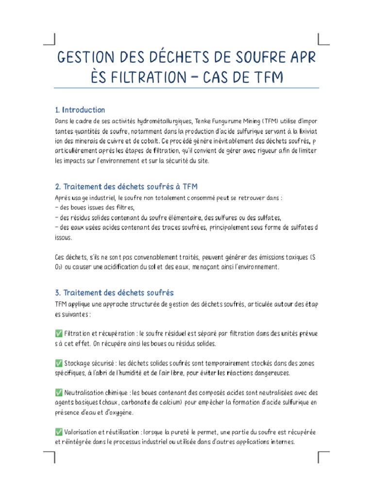 Gestion Dechets Soufre TFM (1) Phoenix | PDF