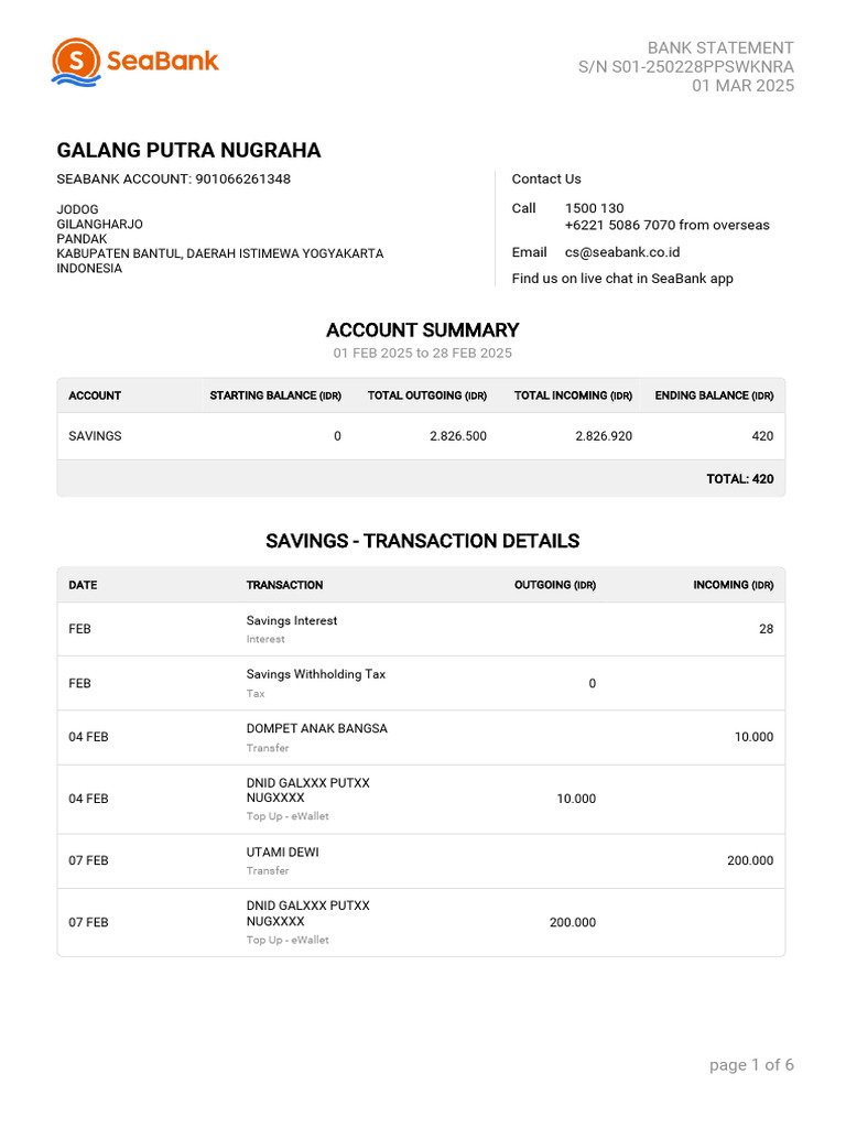 Seabank Statement 20250322 | PDF | Government Finances | Taxes