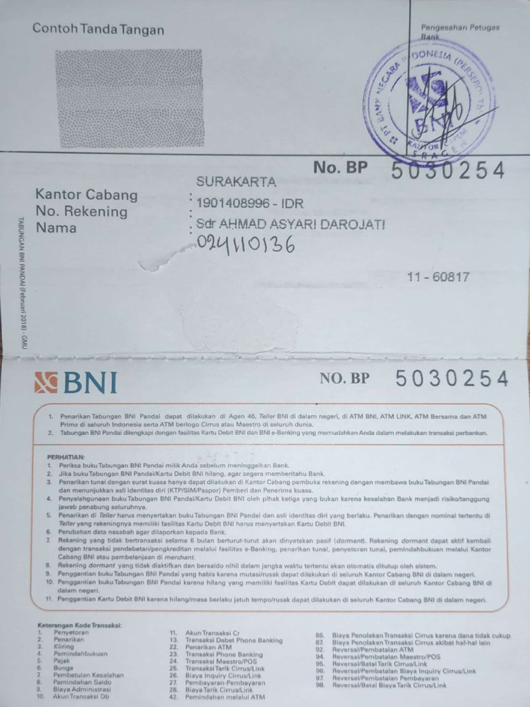 Buku Rekening Bni | PDF