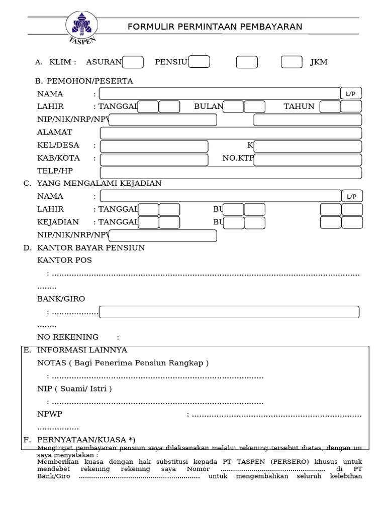 Pernyataan Taspen | PDF