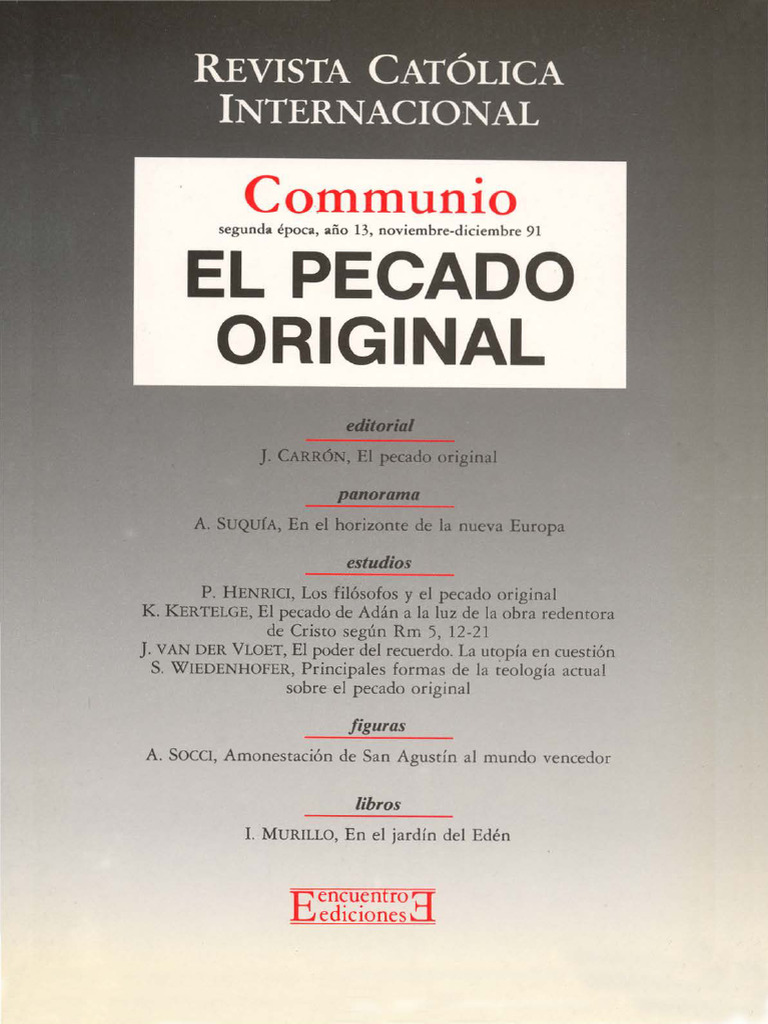 Communio - 91 - 6 - El Pecado Original | PDF | Creencia religiosa y doctrina | Teología sistemática